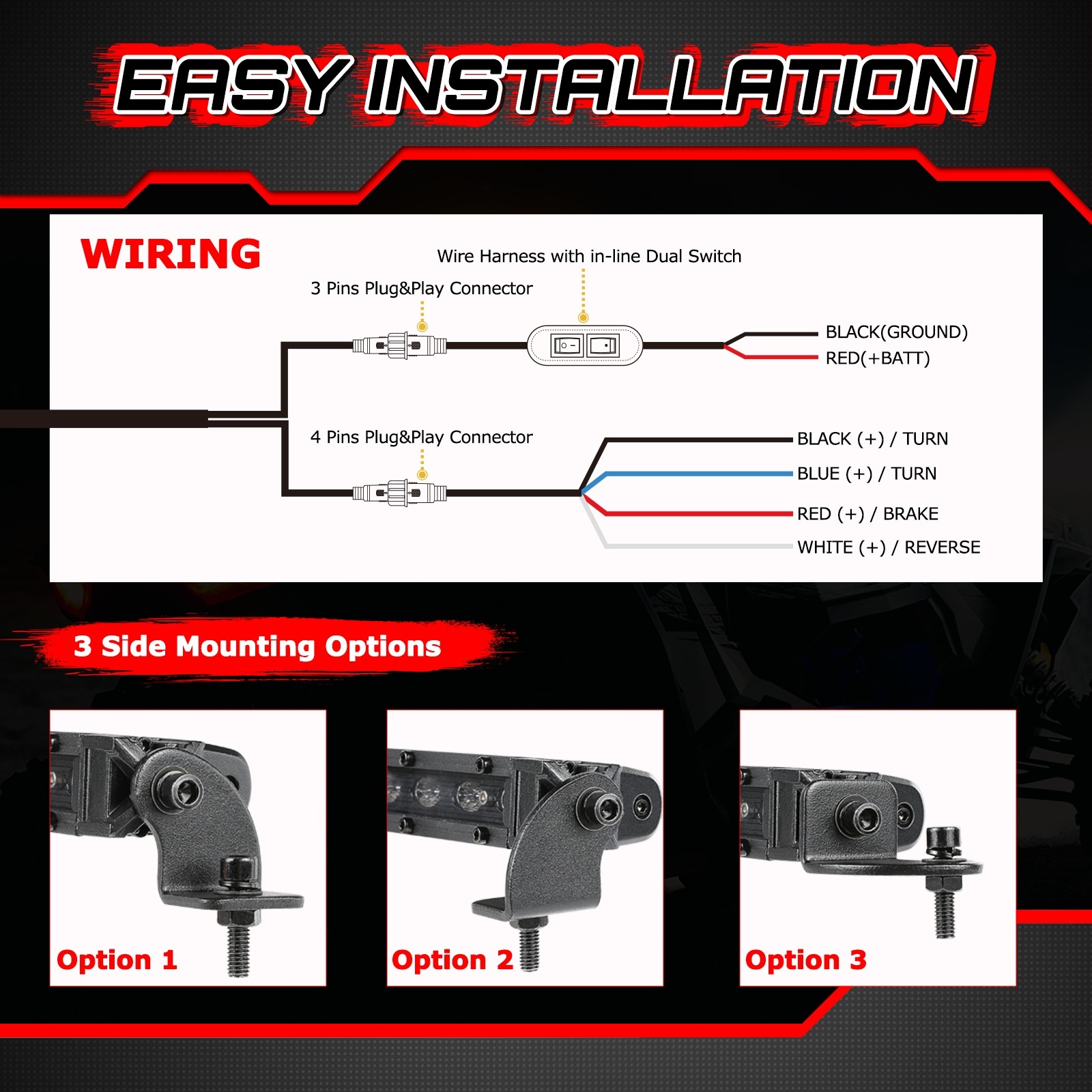 OFFROADTOWN 20" Rear LED Chase Light Bar UTV Rear Light Bar Slim Off ...